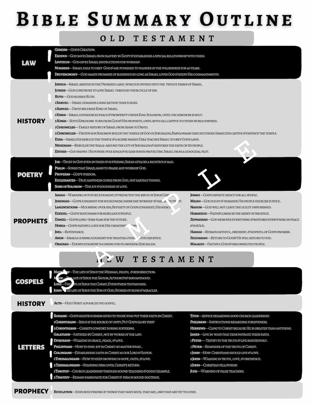 Bible Summary Outline - Etsy