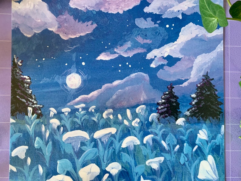 Moon Flower Field 8x10 Art Print of Moonflowers. Art Print - Etsy