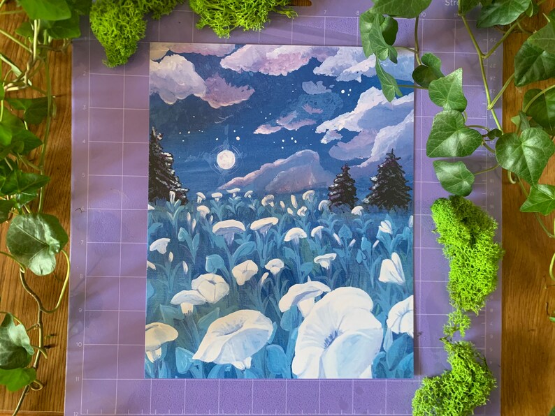 Moon Flower Field - 8x10 Art Print of Moonflowers. Art Print for Home ...