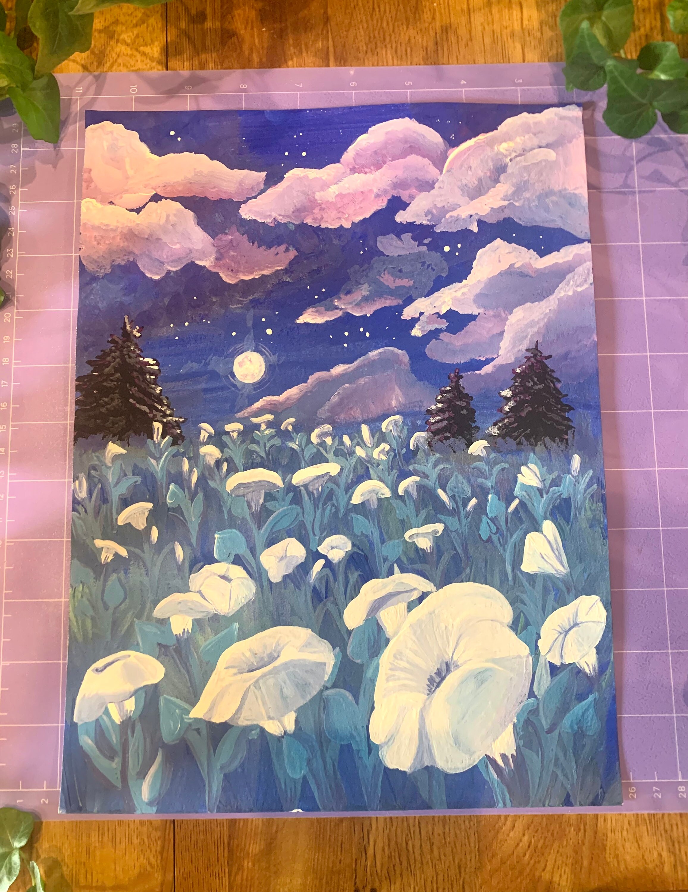 Moonflower Field Original Painting Wall Art - Etsy
