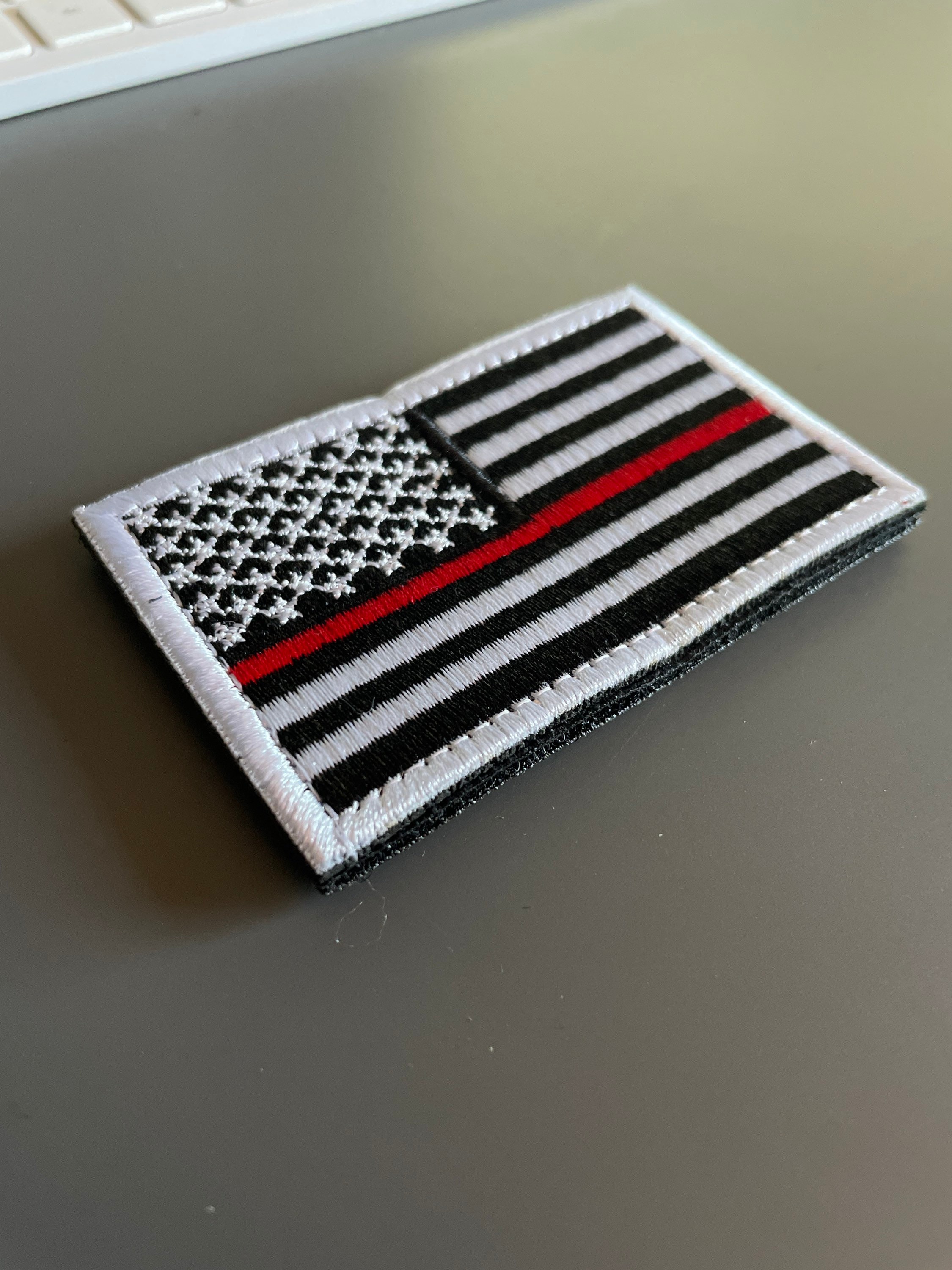 American Flag USA Thin Red Line Embroidered Patch Set of 2 NEW 2x3 - Etsy