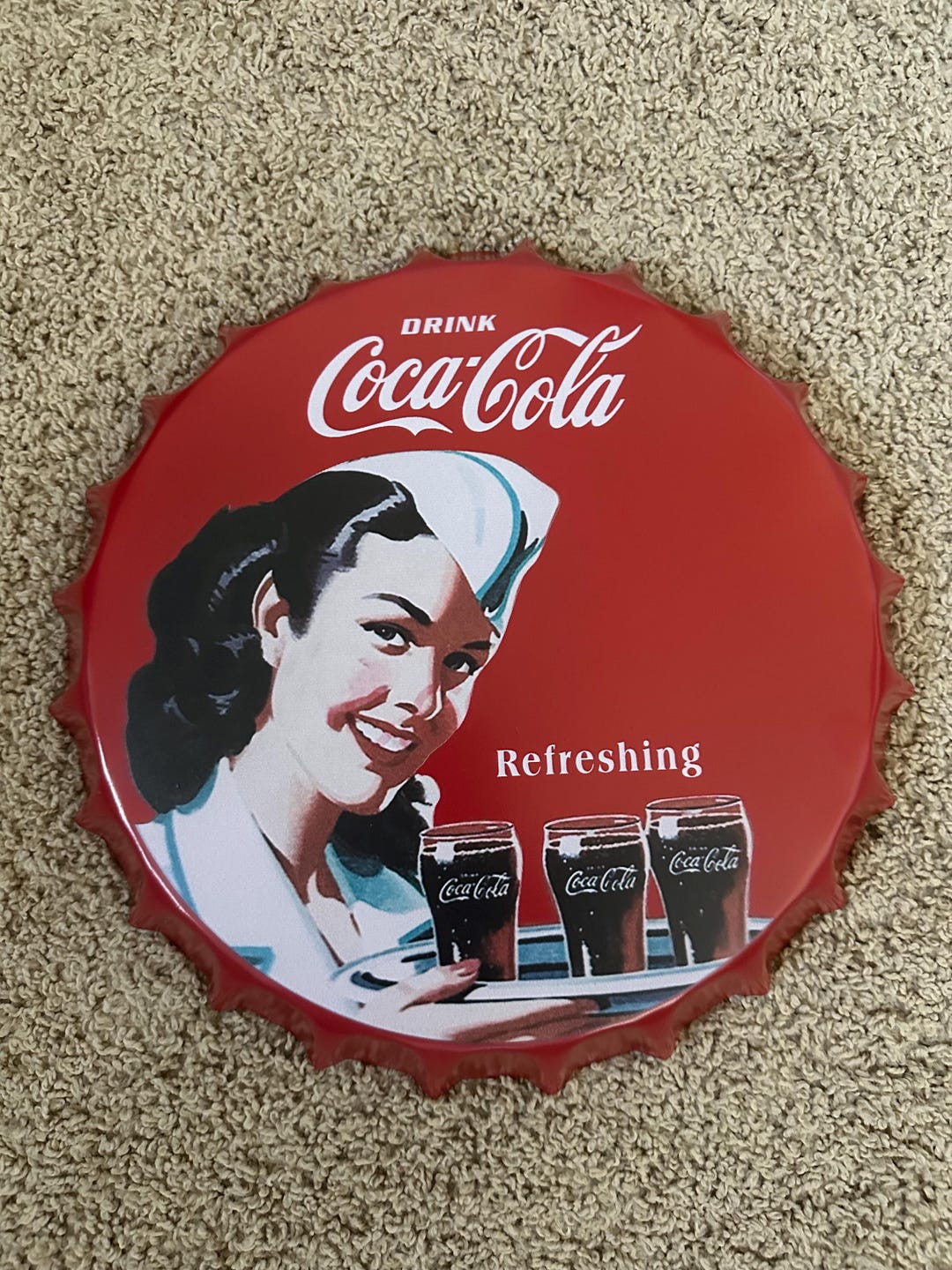 Coca-cola Bottle Cap Tin Metal Sign Garage Bar Man Cave Decoration - Etsy