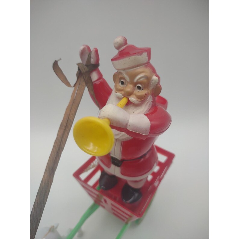 Vintage 1950s Rosbro Hard Plastic Christmas Santa Candy Wheel Wagon ...