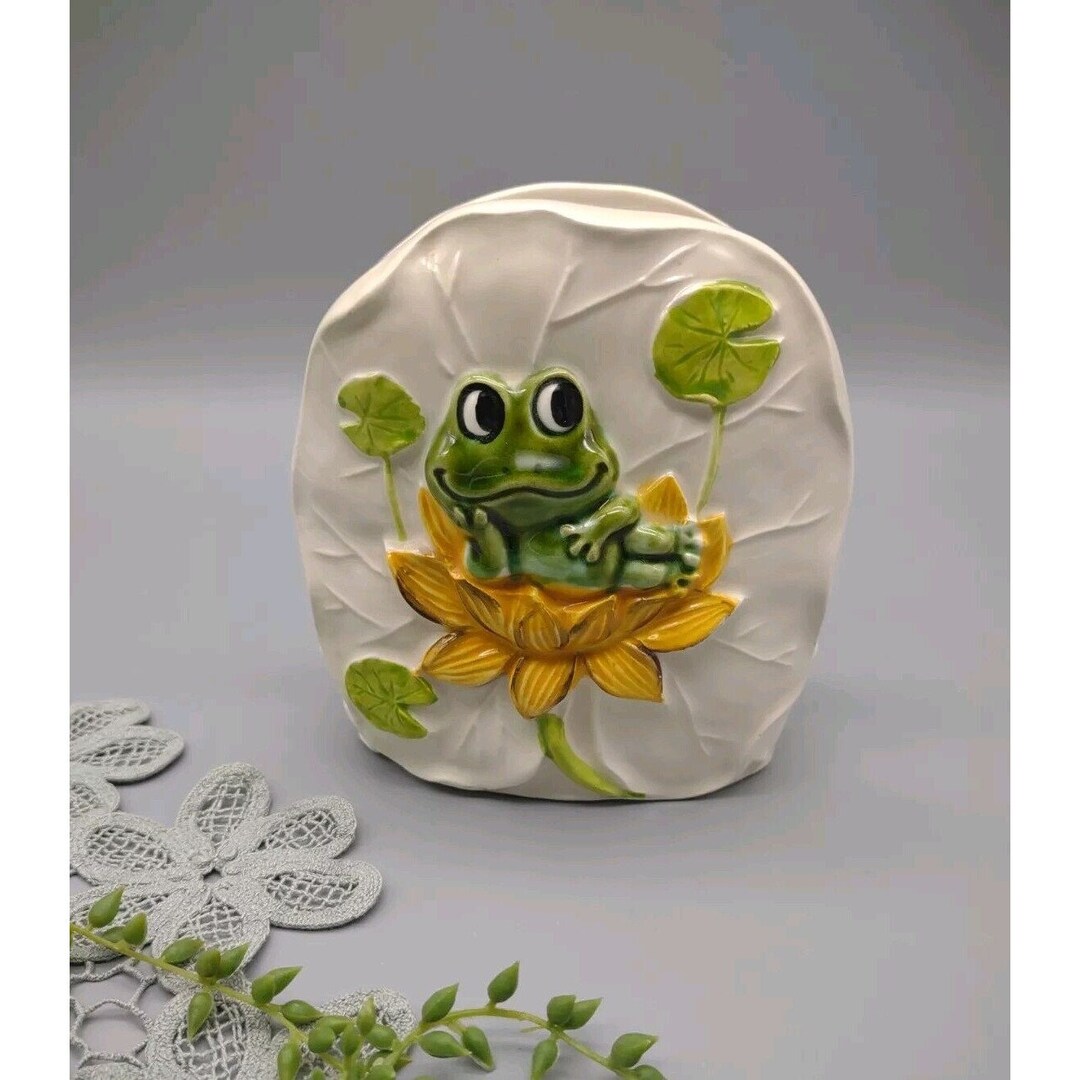 Vintage 1968 Sears Roebuck Neil the Green Frog Ceramic Napkin Holder ...