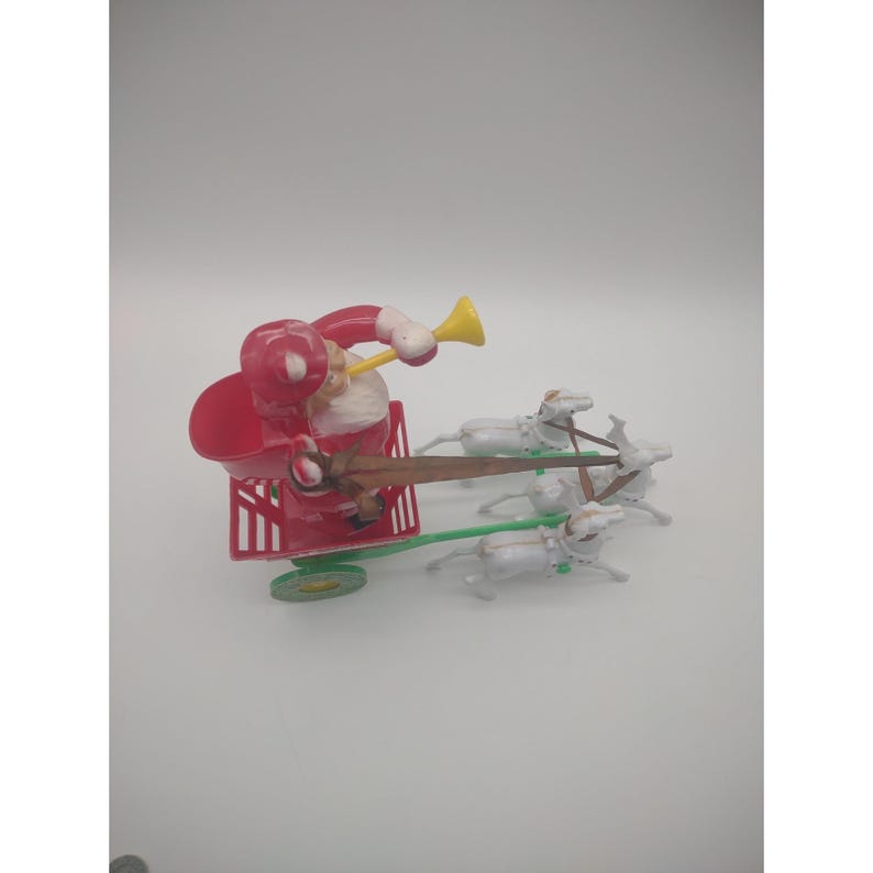 Vintage 1950s Rosbro Hard Plastic Christmas Santa Candy Wheel Wagon ...