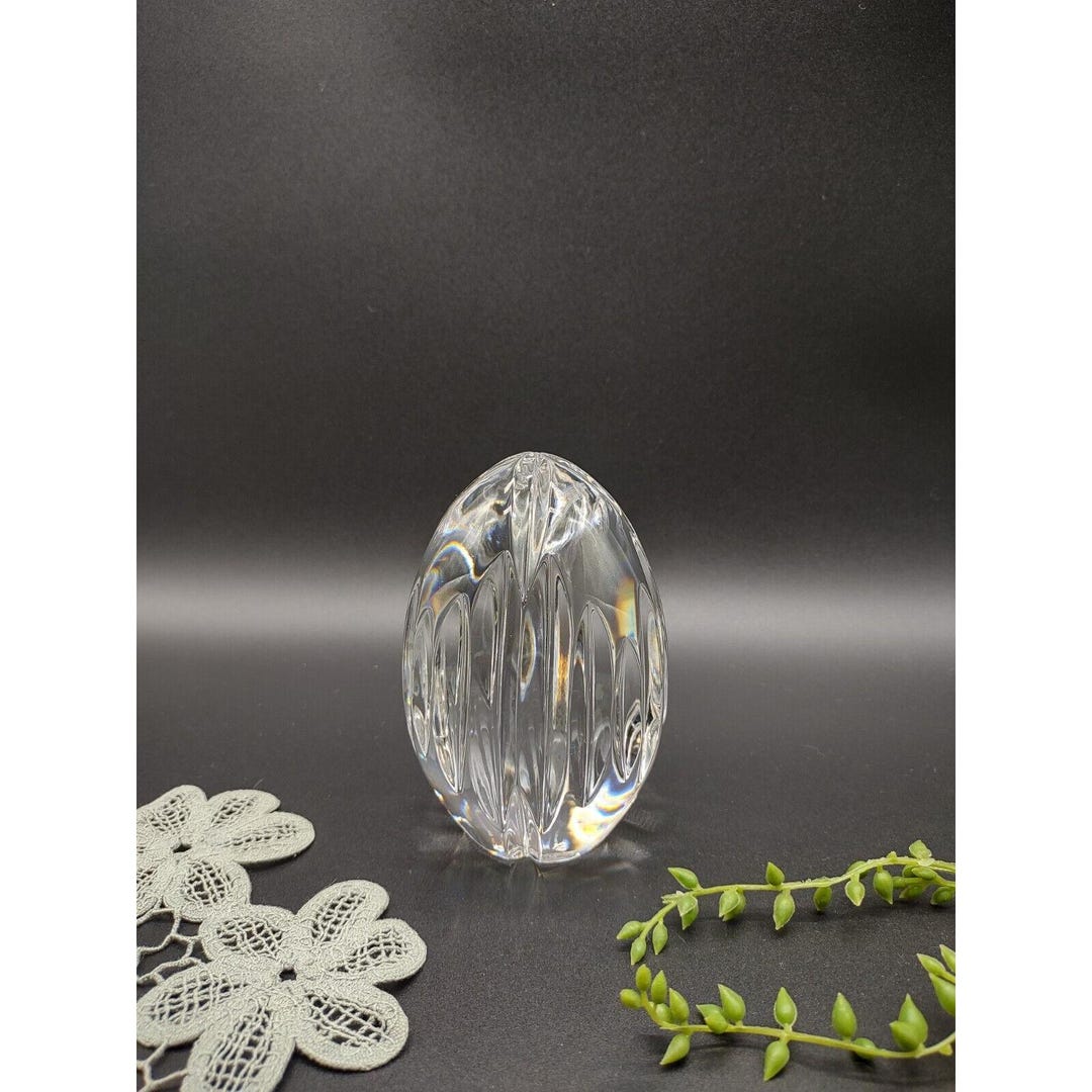 Vintage 4.5" Dansk Poland Lead Crystal Egg Shaped Ribbed Paperweight - Etsy