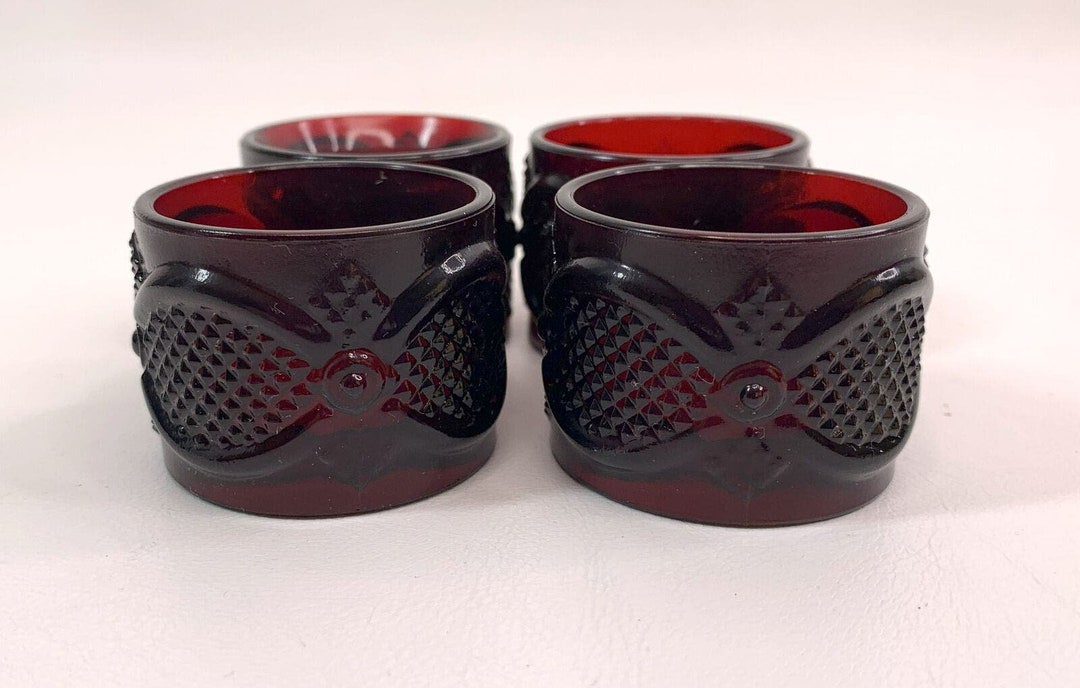 Avon Ruby Red Cape Cod Napkin Rings Set of 4 Vintage - Etsy
