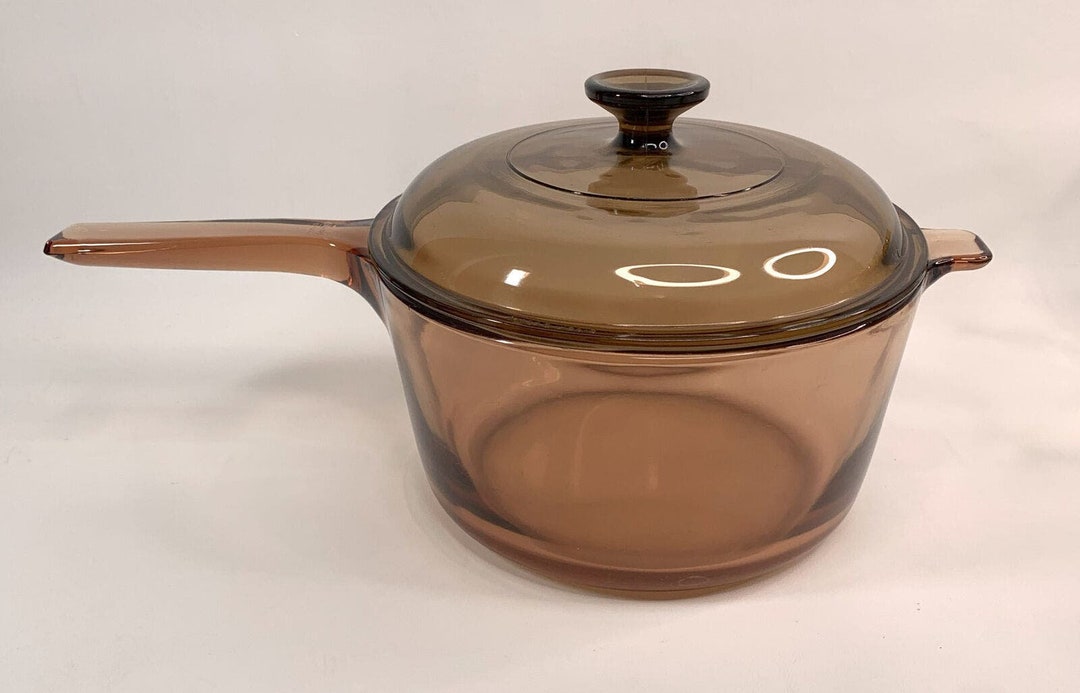 Vintage Corning Visionware Amber Glass 2.5L Pot Sauce Pan W/lid USA ...