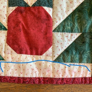 Handmade Quilted Table Runner Topper Rustic Apple & Trees 22 x 40 ...