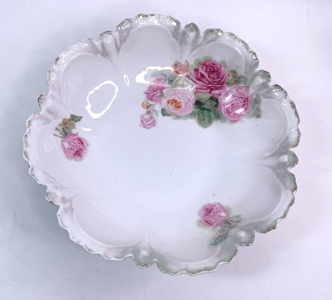RS Prussia Pink Cabbage Roses Bowl 9" Molded Bowl Porcelain - Etsy