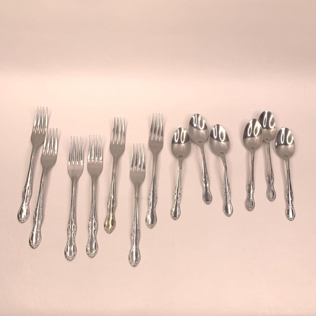 Utica Stainless Flatware HALLMARK Pattern Floral Scroll 13 Pc - Etsy