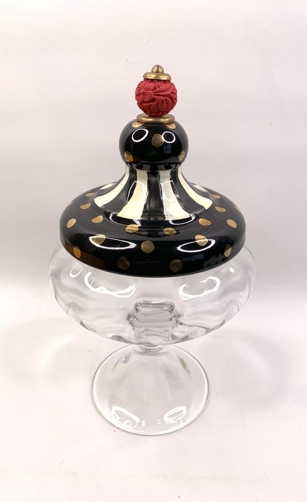 Mackenzie-childs Black Tie Apothecary Jar Large Courtly Stripe Gold ...