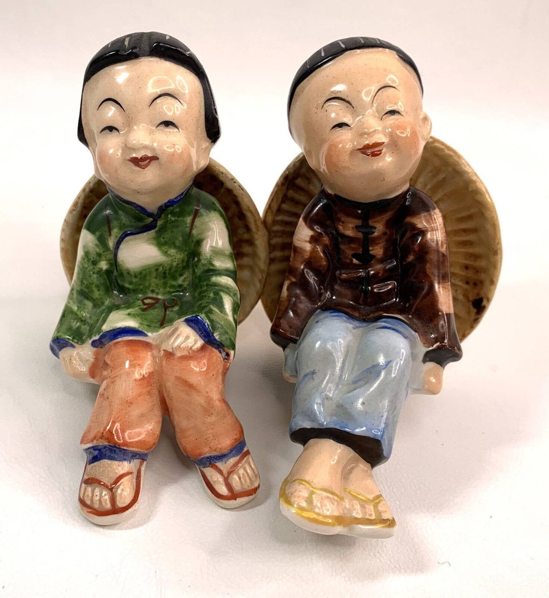 Vintage Oriental Asian Shelf Sitters Figurines Man & Woman - Etsy