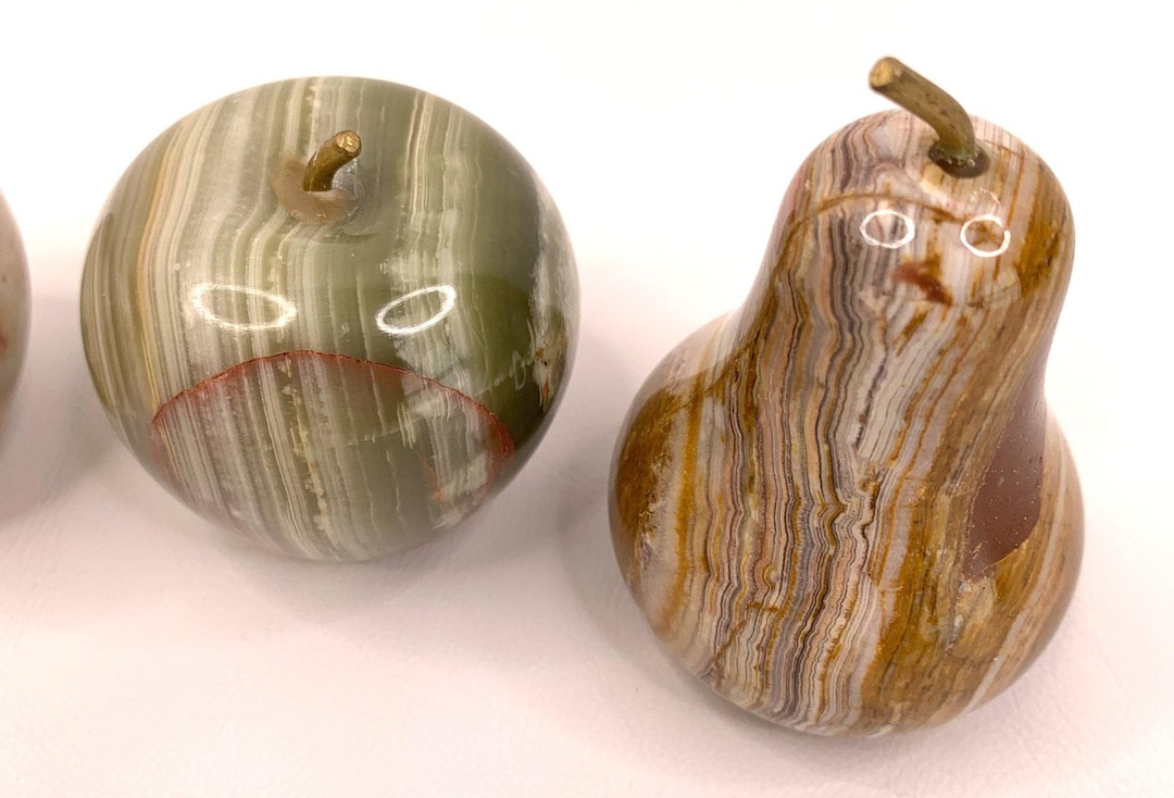 Set of 4 Marble Stone Paperweights Apples & Pears Decorative Deco - Etsy