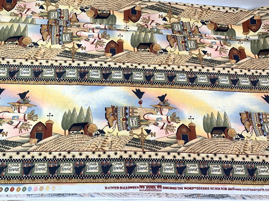 Debbie Mumm Halloween Fabric Haunted Flying Scarecrow Cotton 3 Yards - Etsy