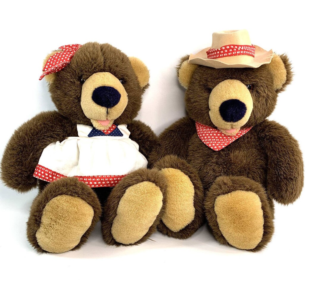 Vintage Pair Dakin Bear Plush Farmer Bear & Wife 1992 - Etsy