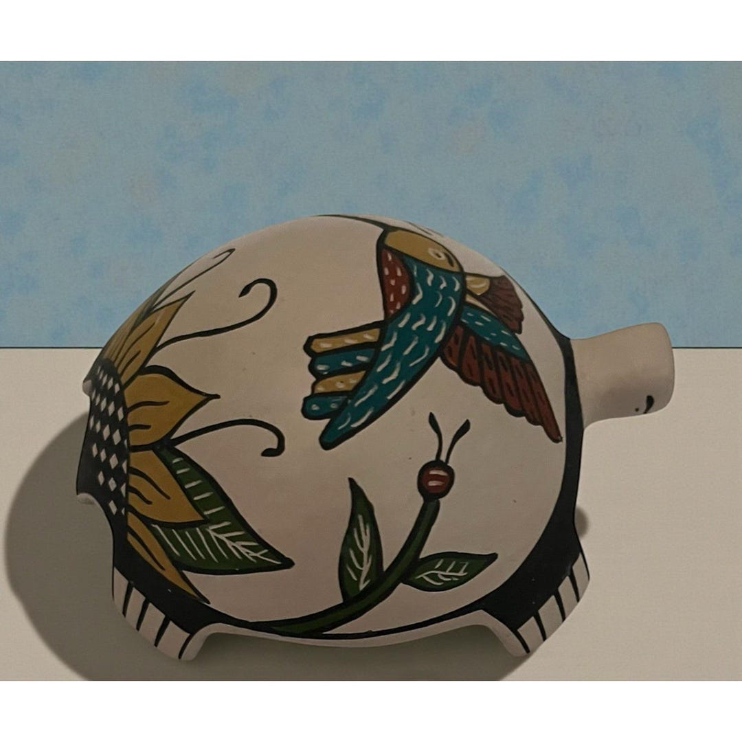Mata Ortiz Pottery Martha Hernandez Turtle Hummingbird Sunflower ...