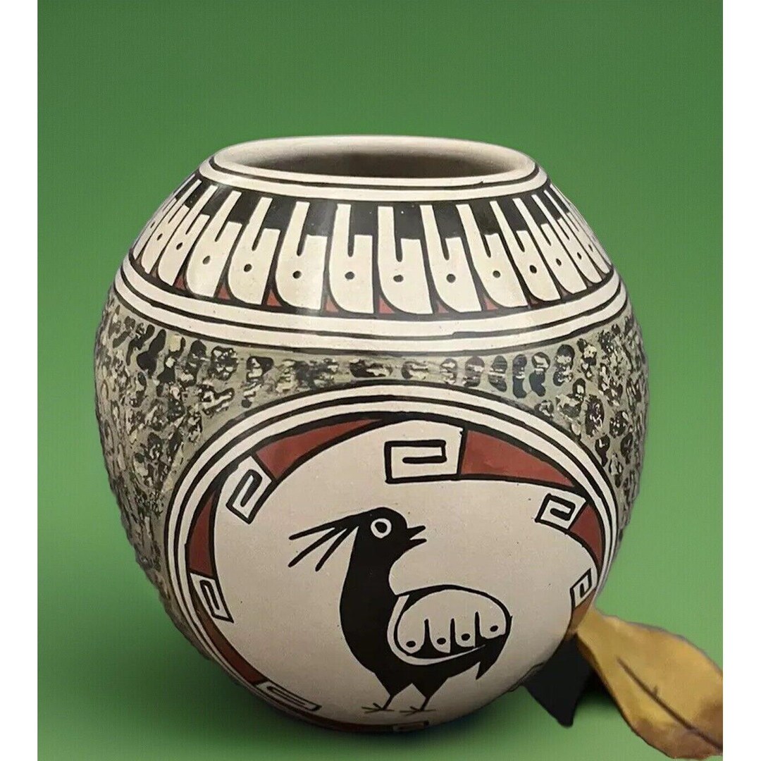 Mata Ortiz Pottery Jose Martinez Emu Bird Olla Vase Paquime Art Mexico ...