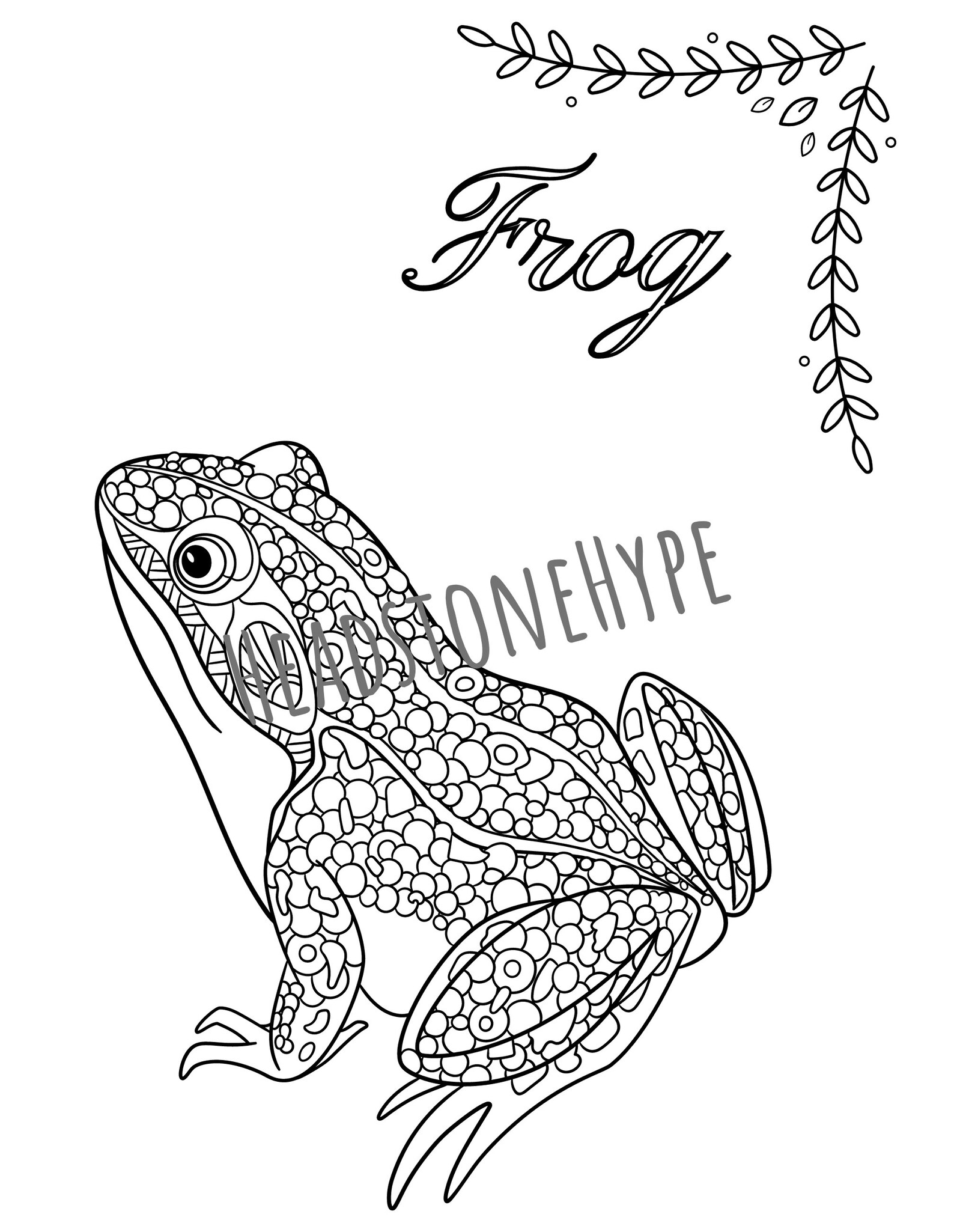 Frog Coloring Page -- Adult Coloring Page -- Goblincore Coloring Page ...