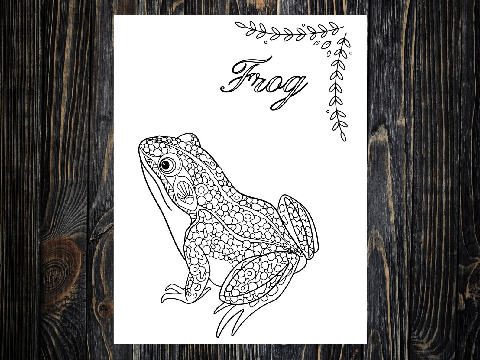 Frog Coloring Page -- Adult Coloring Page -- Goblincore Coloring Page ...