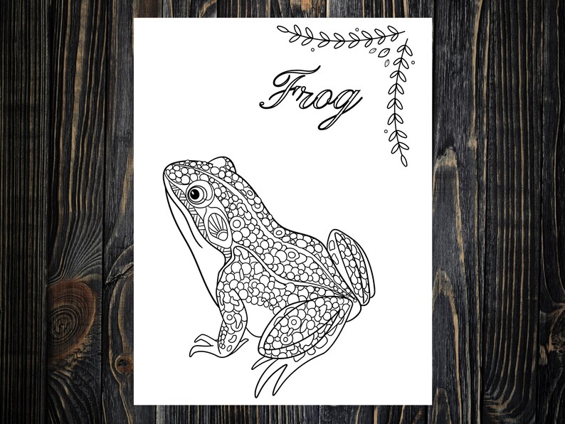 Frog Coloring Page -- Adult Coloring Page -- Goblincore Coloring Page ...