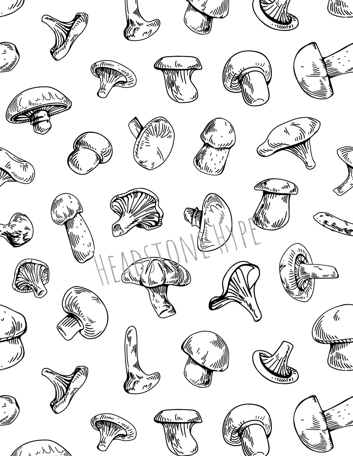 Mushroom Coloring Page Fantasy Coloring Page Adult - Etsy