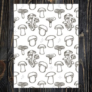 Magic Mushrooms Coloring Page -- Adult Coloring Page -- Fantasy ...