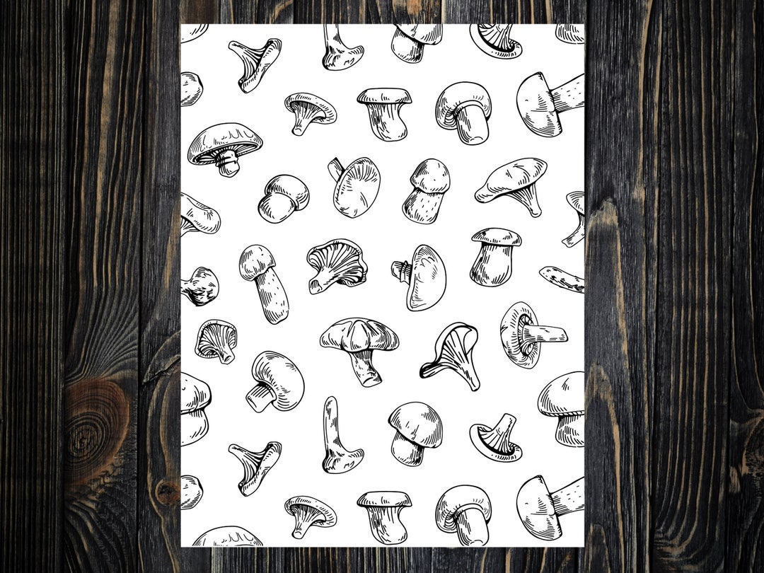 Mushroom Coloring Page -- Fantasy Coloring Page -- Adult Coloring Page ...