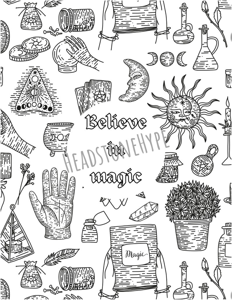 Believe in Magic Coloring Page -- Adult Coloring Page - Etsy