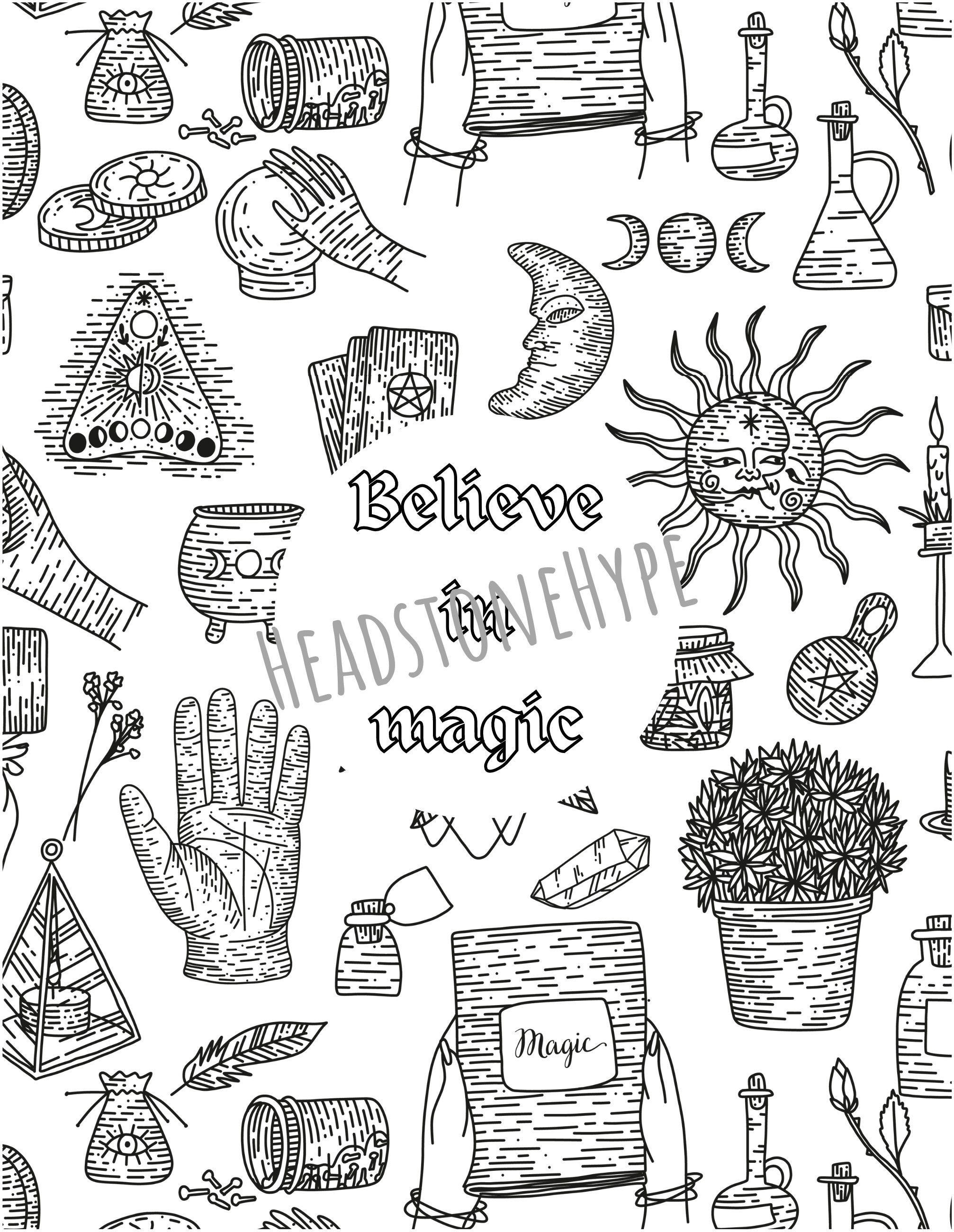 Believe in Magic Coloring Page -- Adult Coloring Page - Etsy