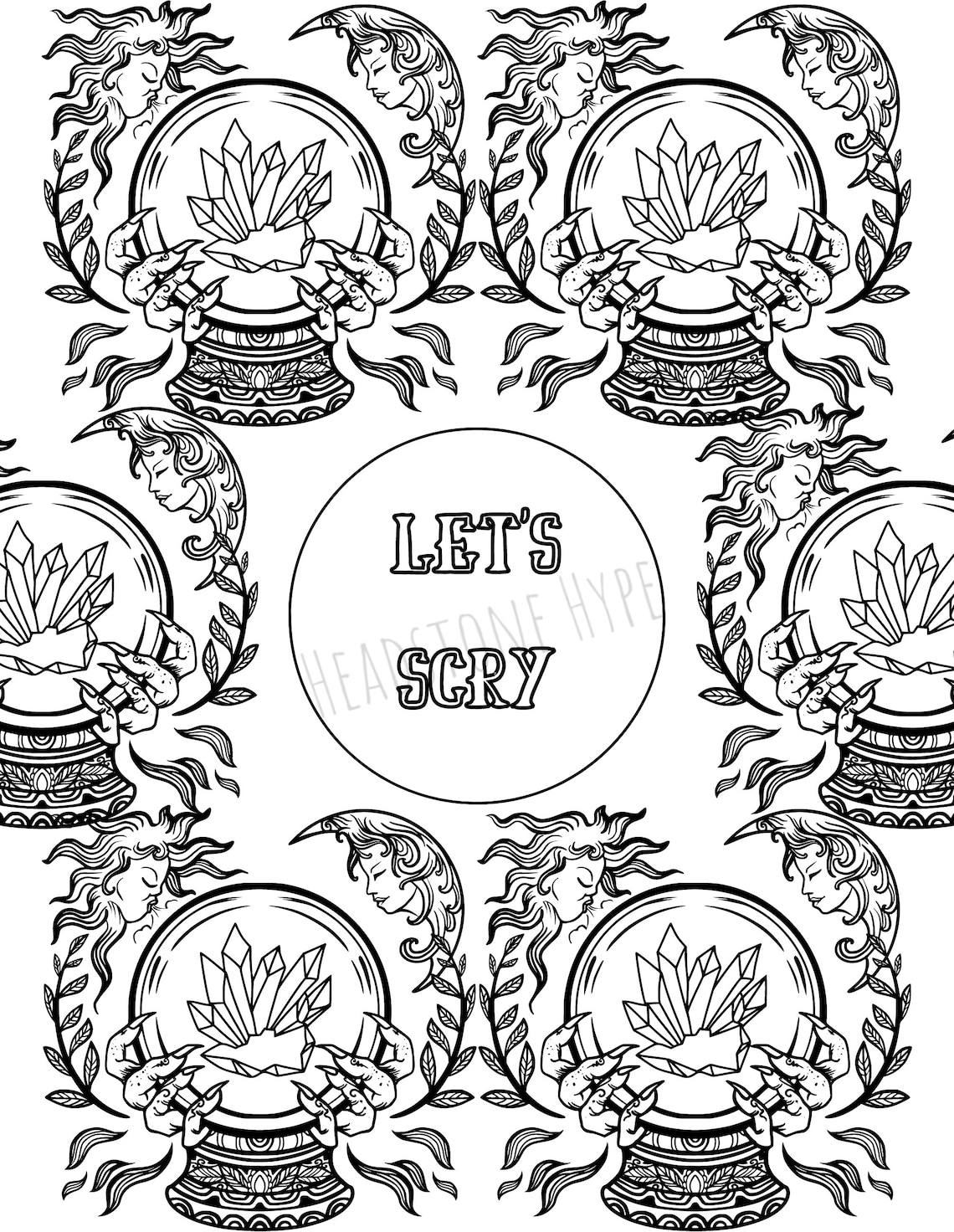 Let's Scry Coloring Page Adult Coloring Page - Etsy
