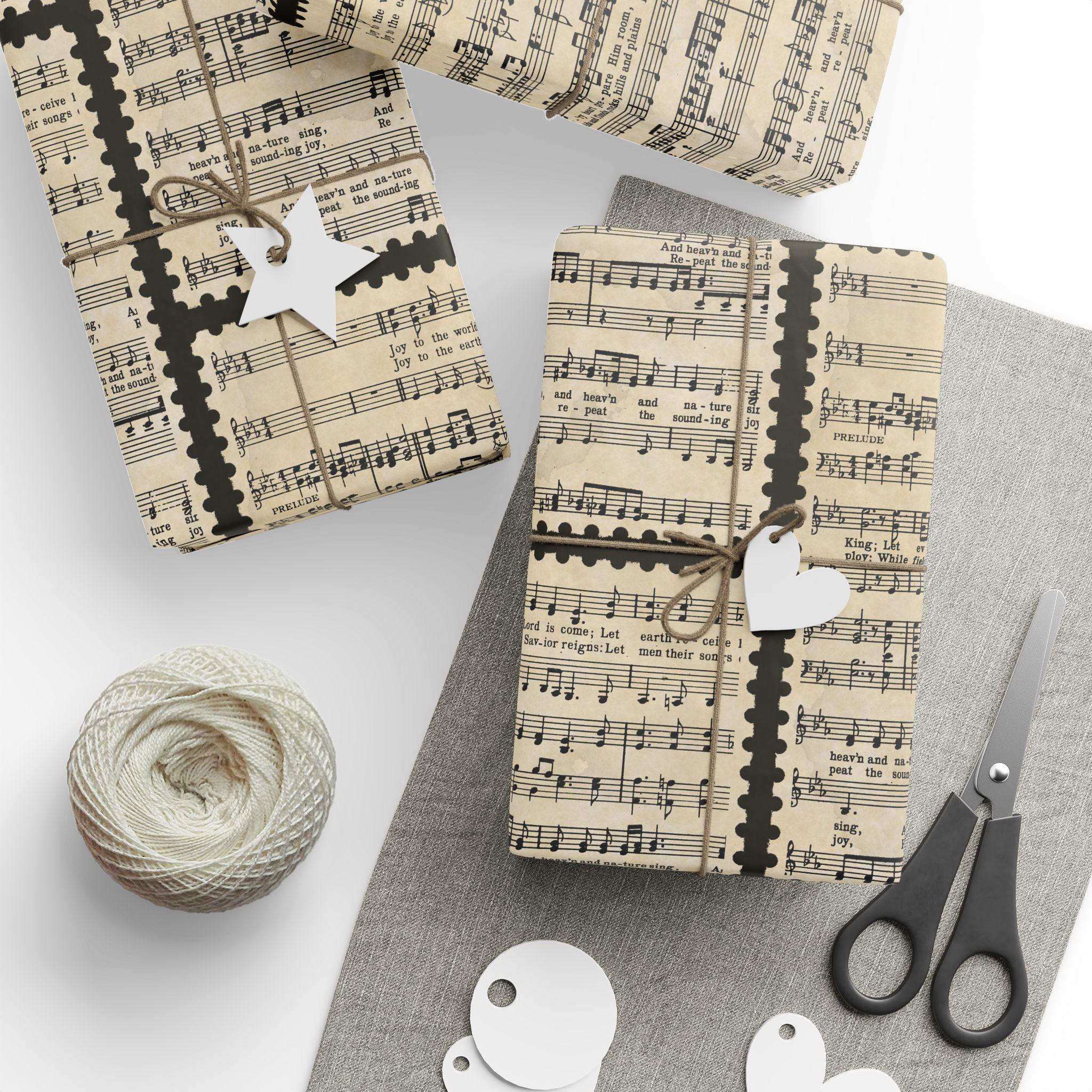 Vintage Christmas Music Notes Wrapping Paper, Holiday Gift Wrap ...