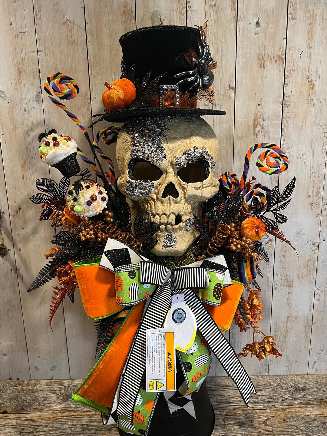 Skeleton Head Arrangement, Skeleton Centerpiece, Halloween Centerpiece ...
