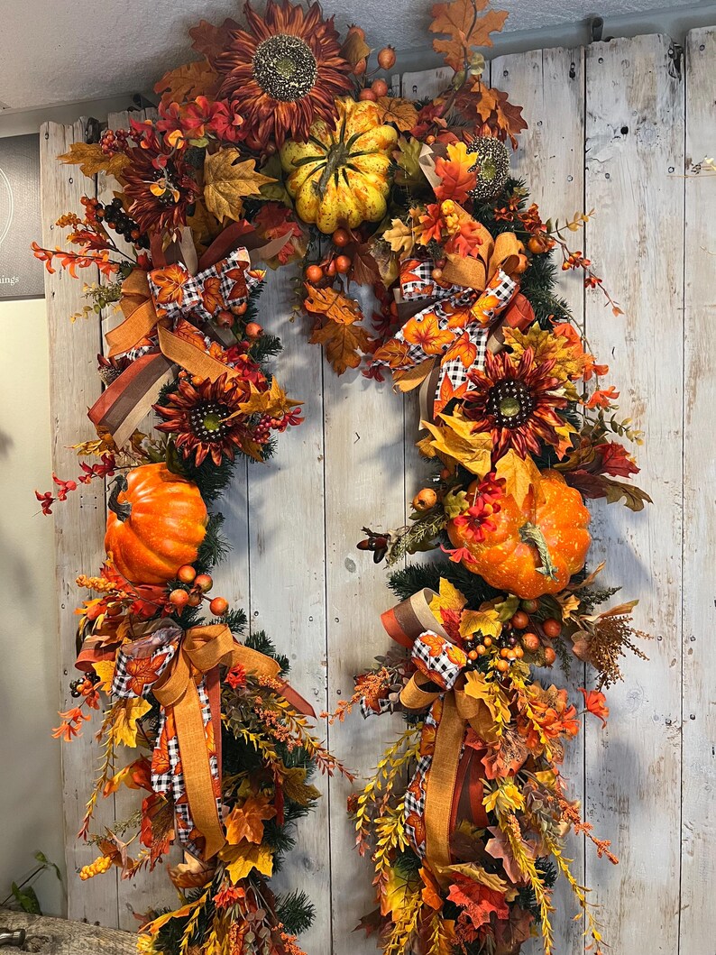 Fall Garland, Pumpkin Garland, Fall Mantle, Sunflower Garland, Fall ...