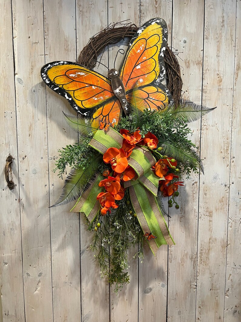 Butterfly Orchid Wreath: Spring Summer Grapevine Wreath - Etsy