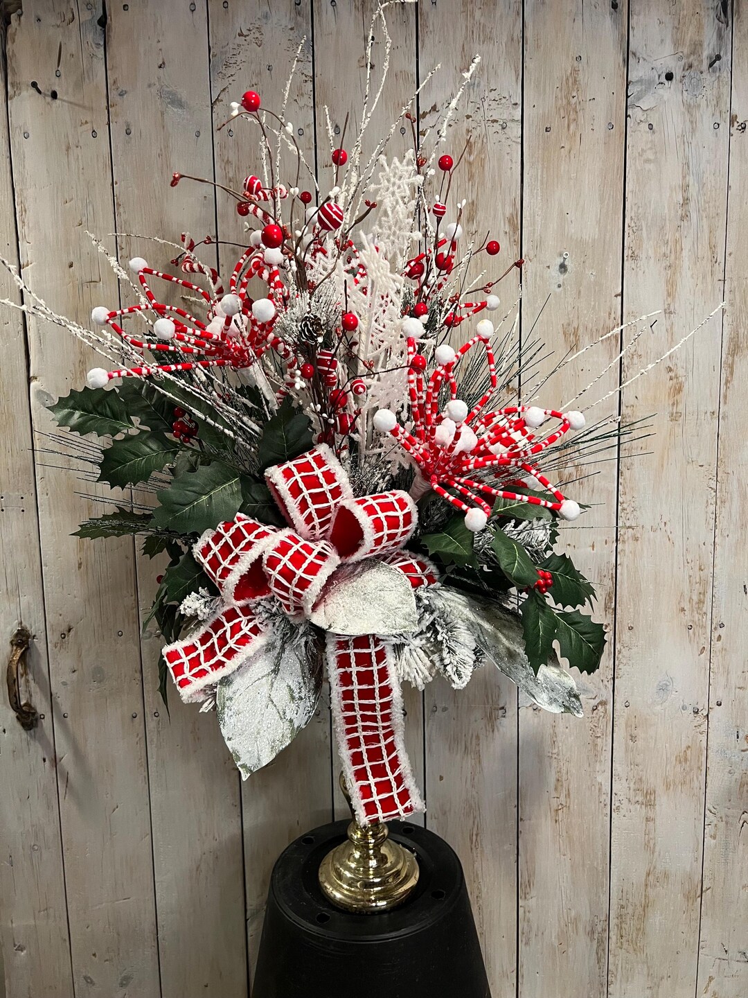 Peppermint Centerpiece, Holly Centerpiece, Christmas Arrangement ...