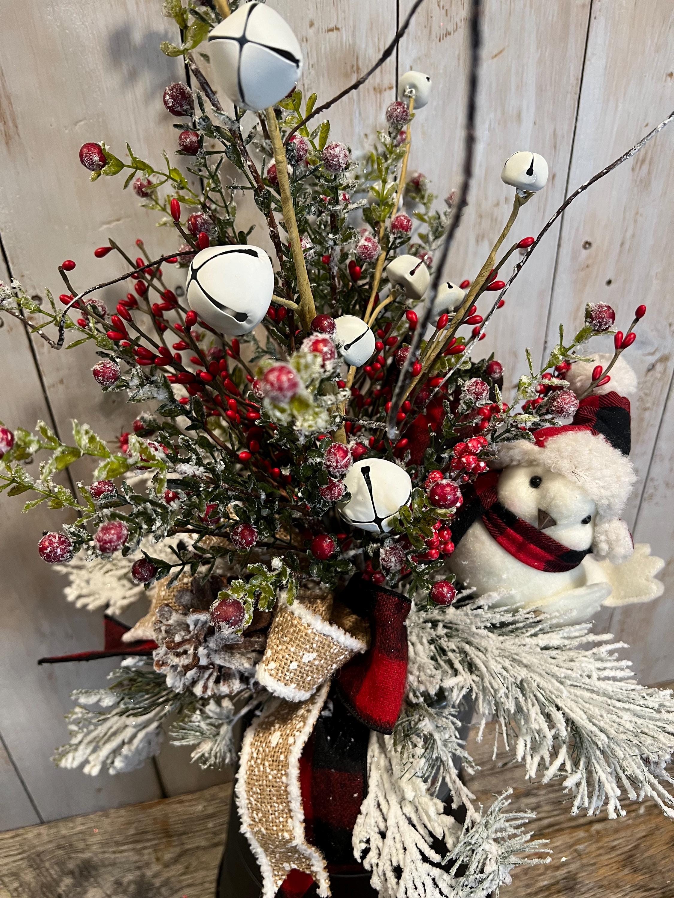Rustic Christmas Centerpiece, Cardinal Arrangement, Christmas Decor ...