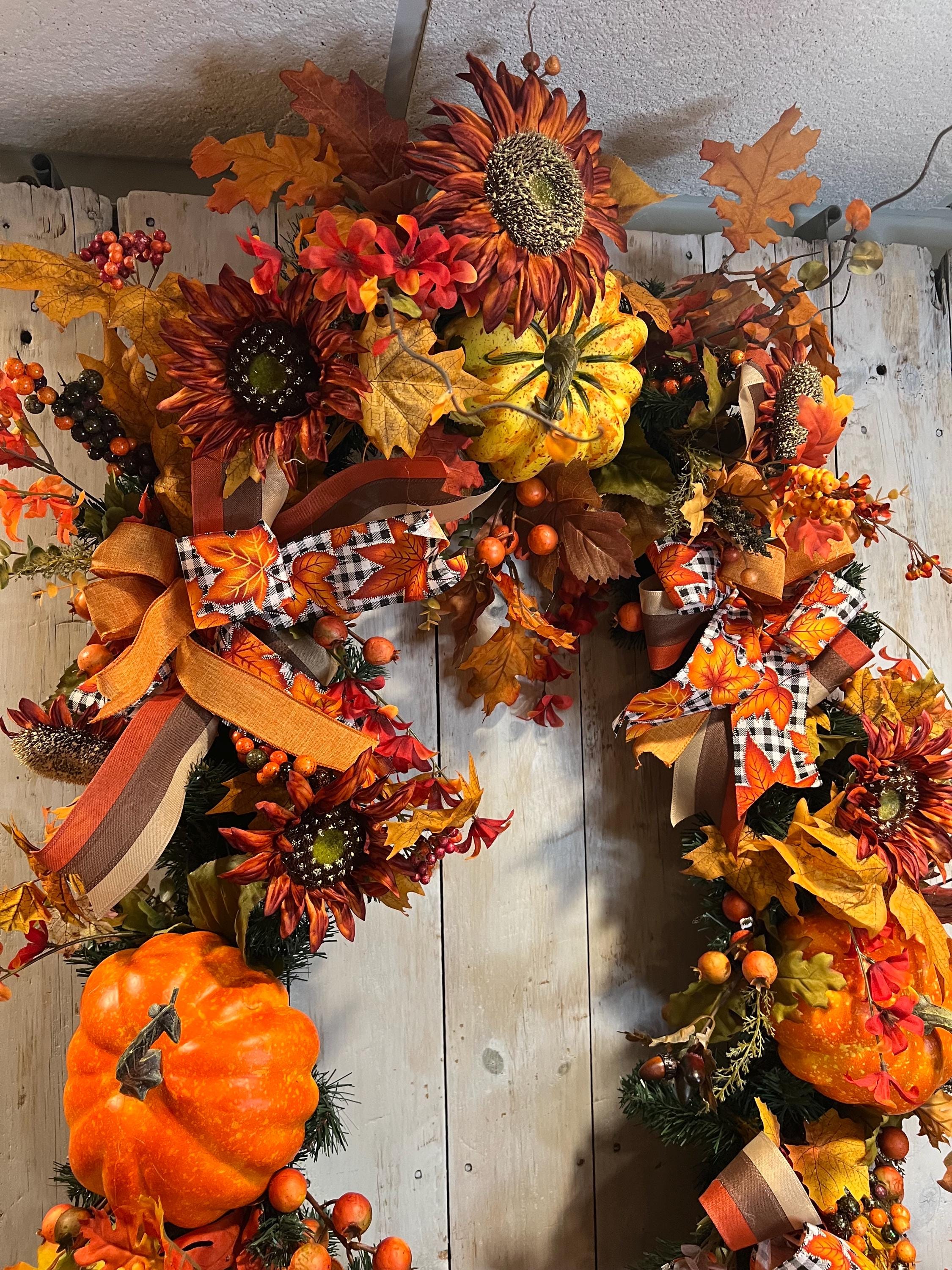 Fall Garland, Pumpkin Garland, Fall Mantle, Sunflower Garland, Fall ...