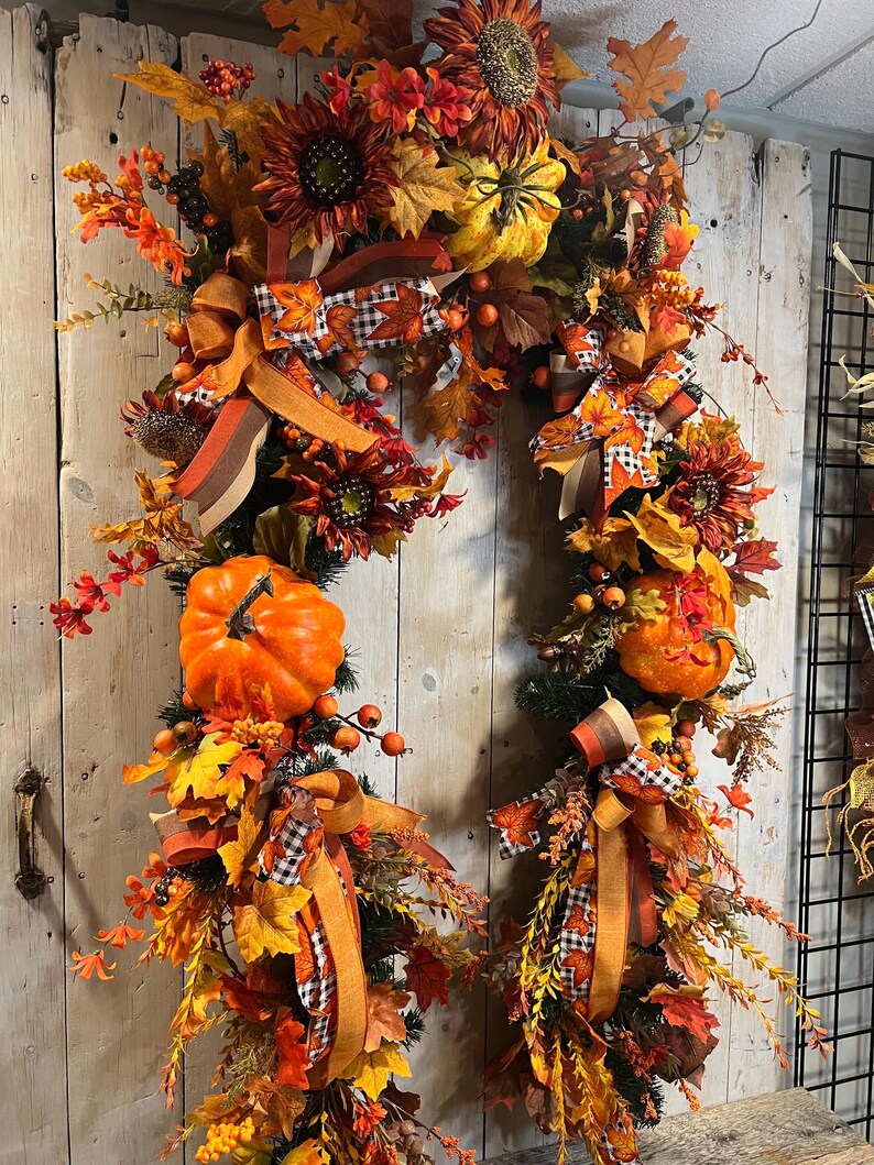 Fall Garland, Pumpkin Garland, Fall Mantle, Sunflower Garland, Fall ...