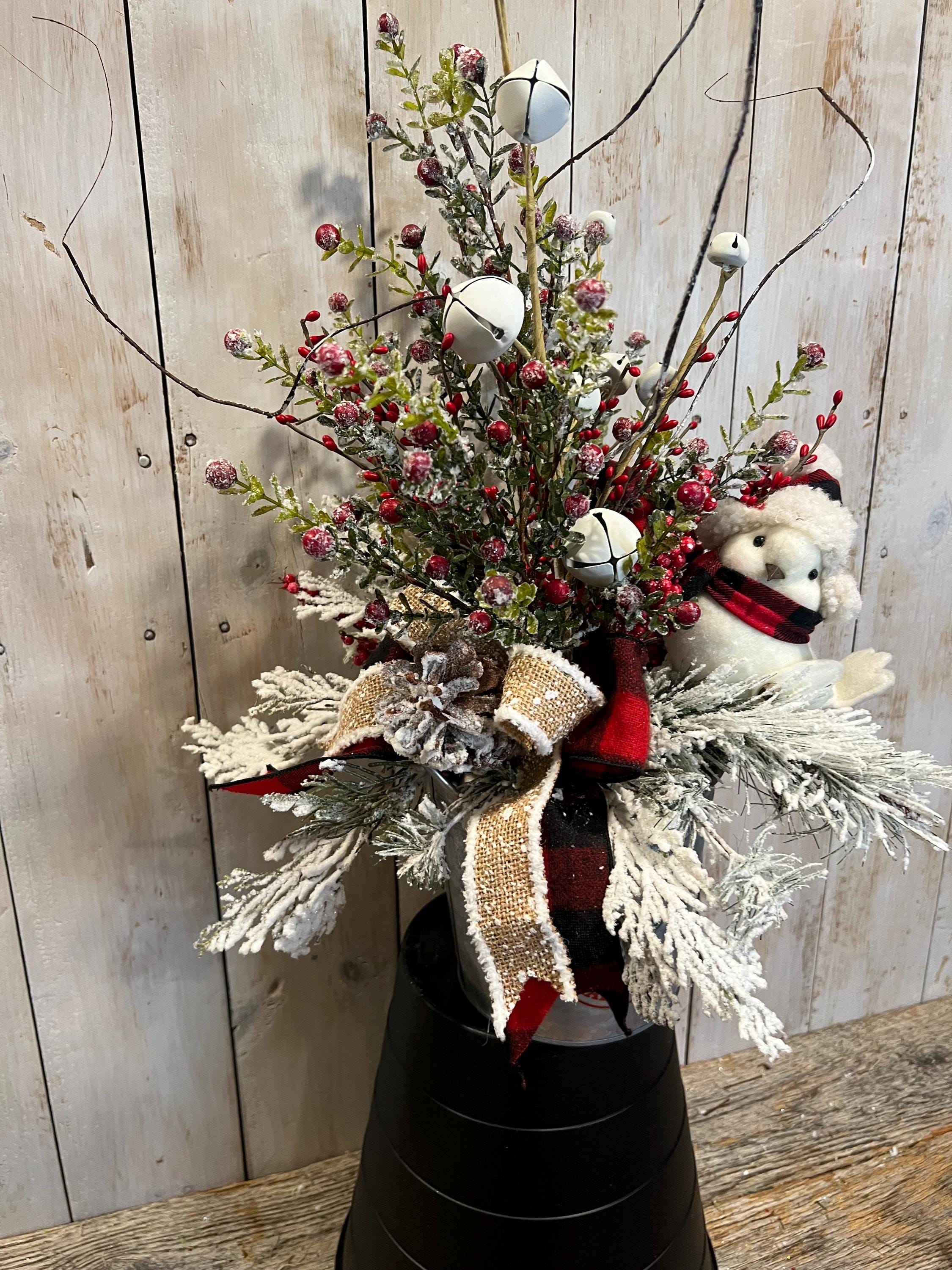 Rustic Christmas Centerpiece, Cardinal Arrangement, Christmas Decor ...