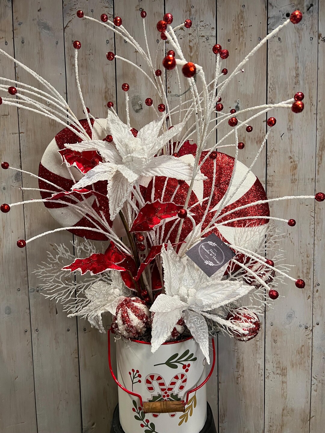 Christmas Centerpiece, Peppermint Centerpiece, Christmas Arrangement ...