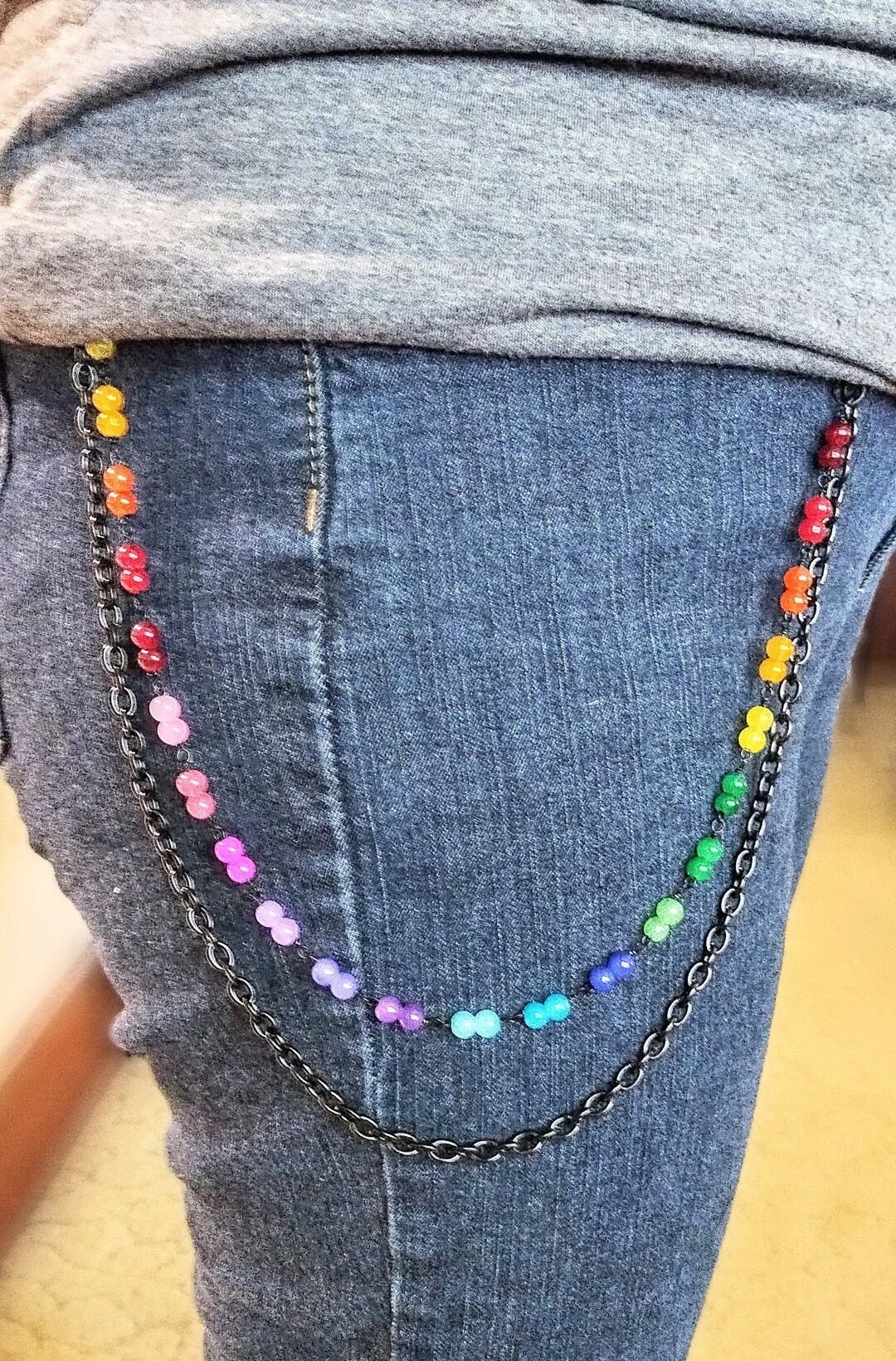 Rainbow Wallet Belt Loop Pant Chains 90s Fashion - Etsy