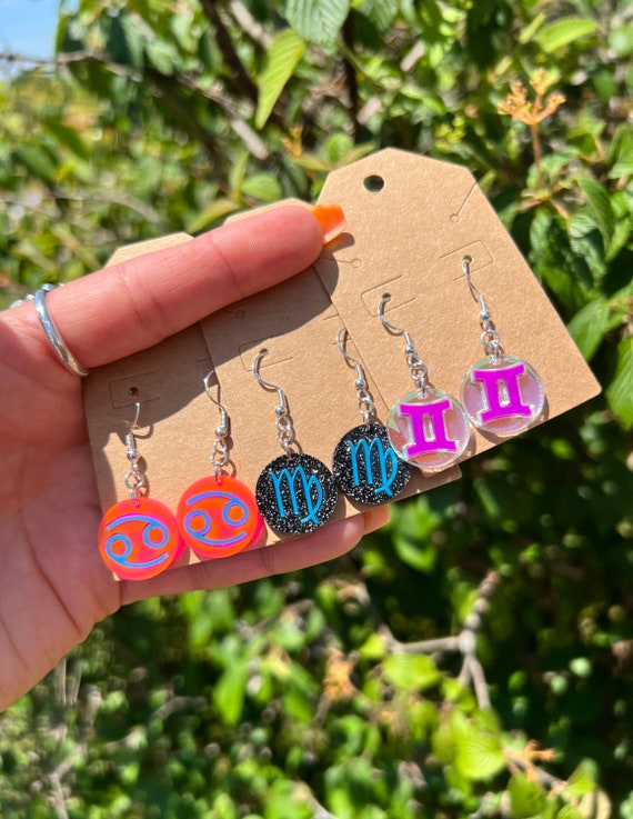 Zodiac Earrings zodiac Symbols Custom Earrings Gemini - Etsy