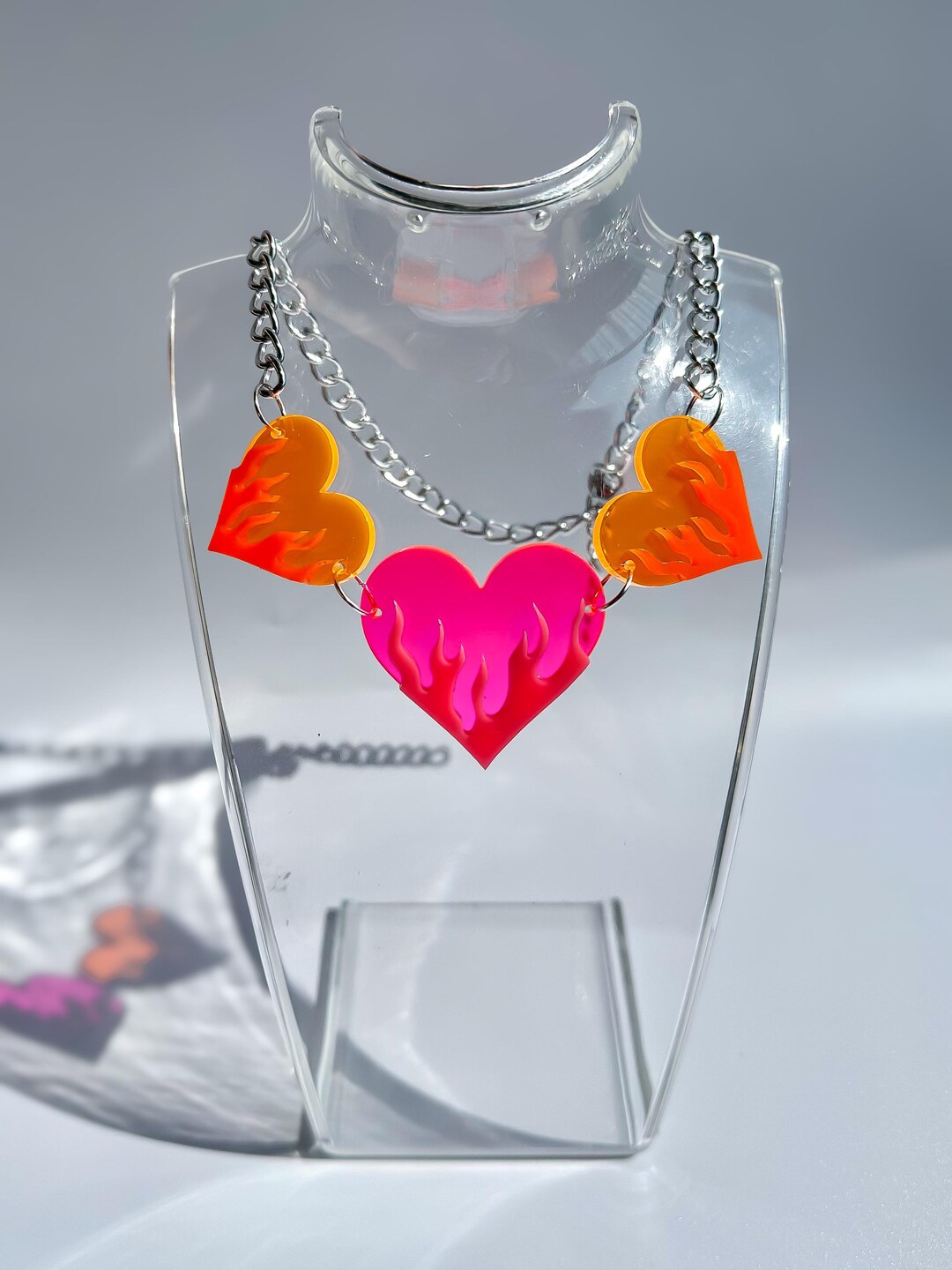 Heart Flame Necklace (festival Jewelry, Rave Necklace, Festival ...