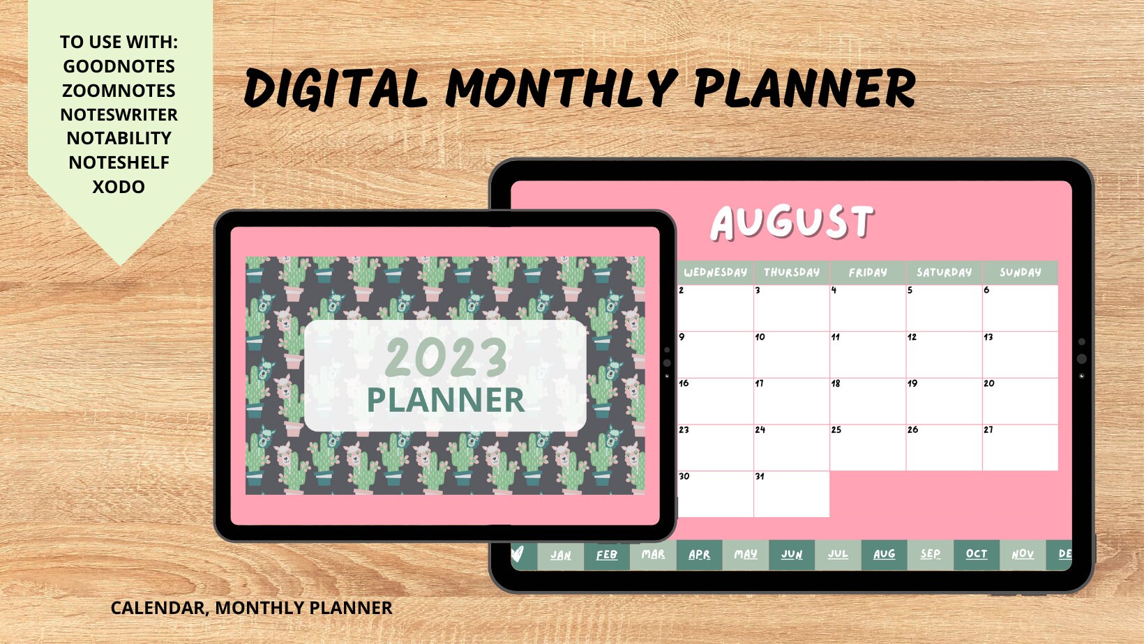 Cactus Monthly Digital Planner - Etsy