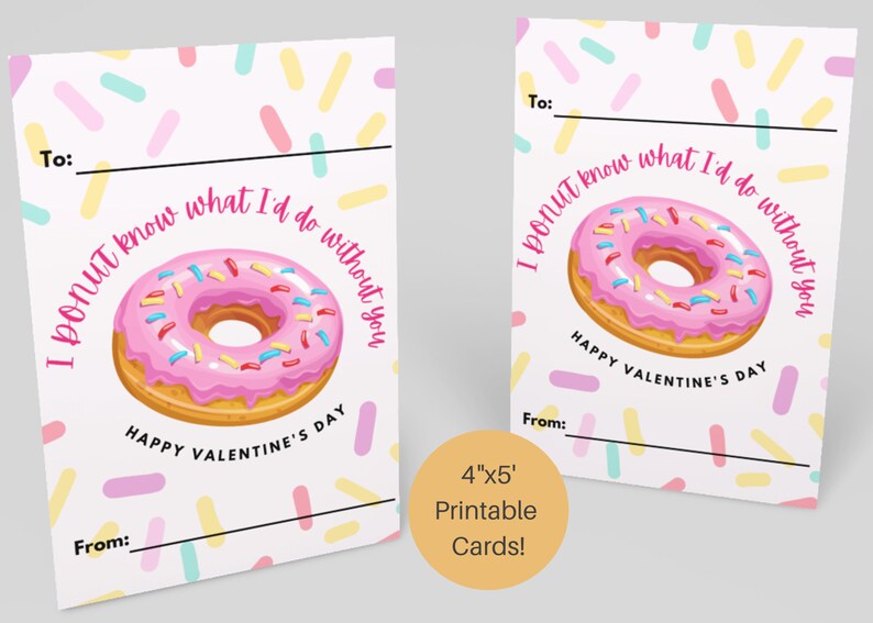 Printable Valentine Card for Kids Donut Know What I'd Do Digital ...