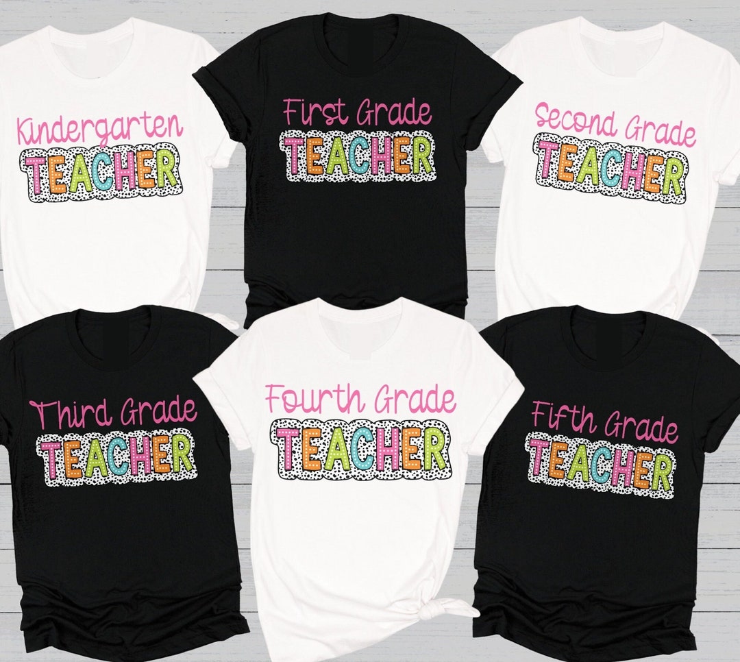 Teacher Grade Level Shirts, Back to School Tees, Colorful Teacher Team ...