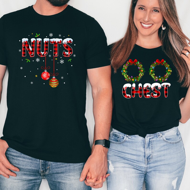 Couples Christmas Shirts, Funny Chestnuts Xmas Tees, Chest and Nuts ...