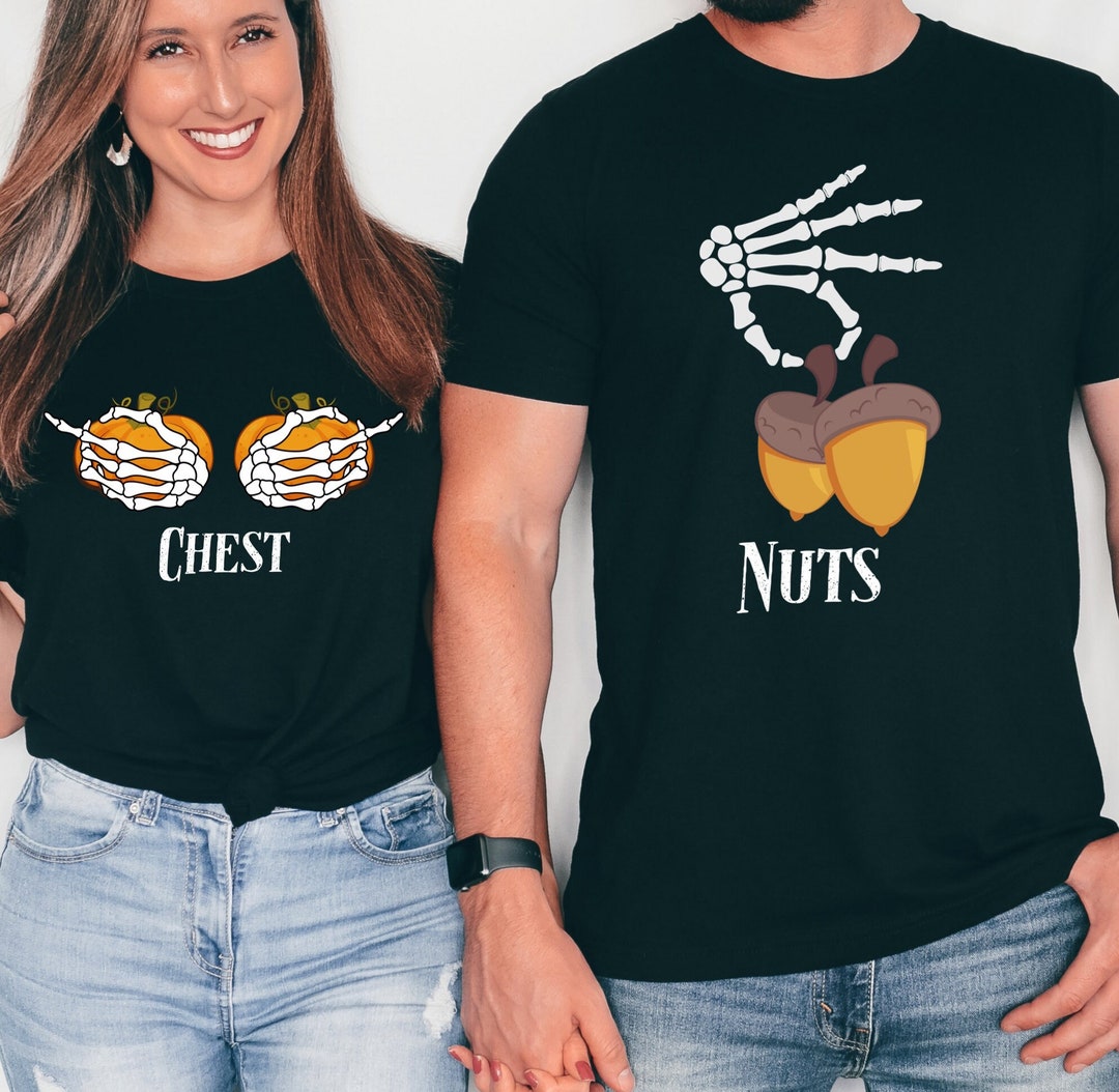 Couples Halloween Shirts, Funny Chestnuts Halloween Tees, Chest and Nuts Funny Shirts, Halloween ...