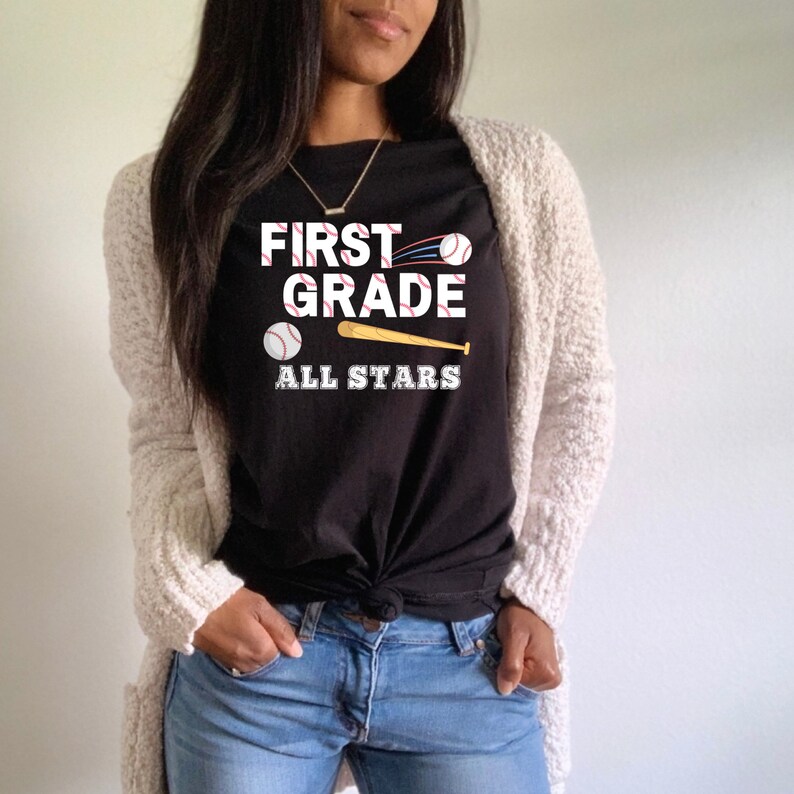 First Grade Teacher Shirts, Back to School Tees, Grade Level Baseball ...